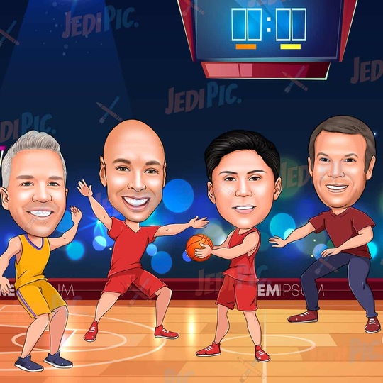 Custom Basketball Group Drawing of Friends - Personalized Artwork for ...