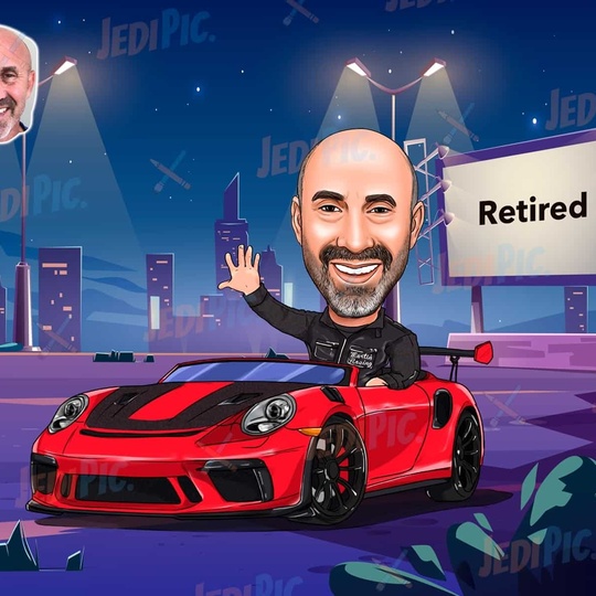 Retirement Cartoon Portrait with Custom Background - Personalized ...