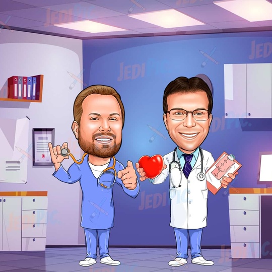 Cardiology Gift - Custom Caricature Drawing - Unique Art for Heart ...