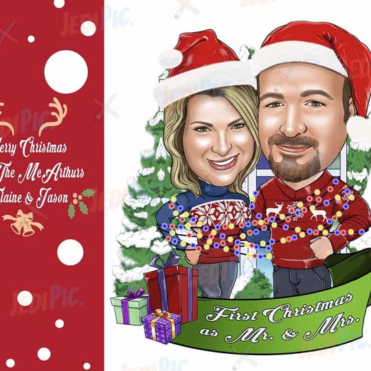 Personalized Christmas Cards Cartoon - Caricature Holiday Cards | JediPic