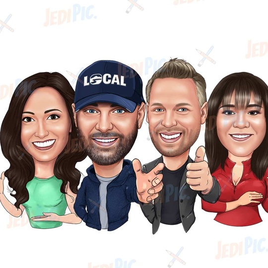 Group Cartoon Portrait - Digital Color Style | JediPic