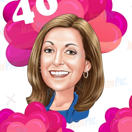 Custom 40th Birthday Caricature - Personalized Milestone Gift | JediPic