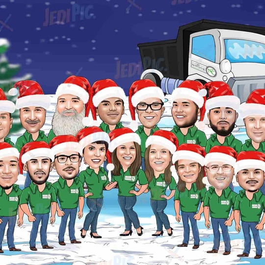Christmas Group Cartoon Portrait - From Photos | JediPic
