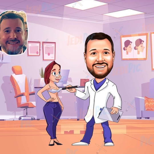 Plastic Surgeon Caricature Drawing - Personalized Surgeon Gift ...