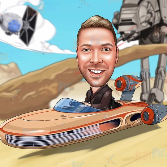 Jedi Cartoon Portrait for Star Wars Fan | JediPic
