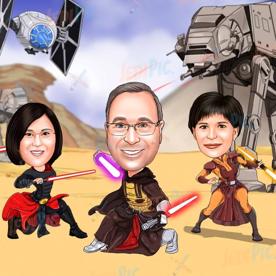 Star Wars Family Cartoon Portrait | JediPic