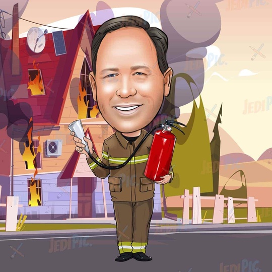 Firefighter Cartoon Caricature - A Fiery Tribute to Brave Firefighters ...
