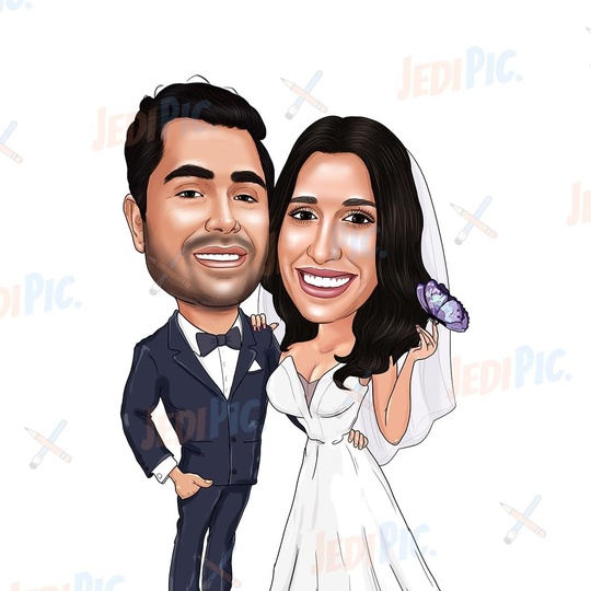 Personalized Wedding Couple Cartoon from Your Photos - Custom Digital ...