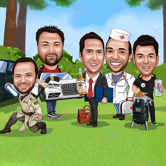 Groomsmen Drawing - Personal Hobbies | JediPic