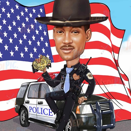 Custom Police Officer Cartoon Drawing - Personalized Artwork | JediPic