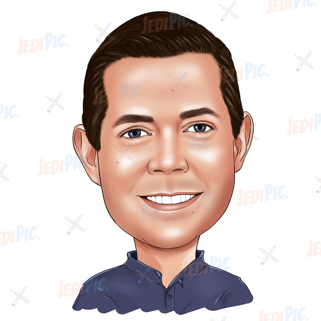 Head and Shoulders Digital Caricature of 1 Person
