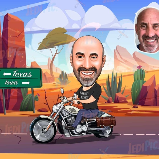 Motorcycle Rider Custom Caricature from Photo | JediPic