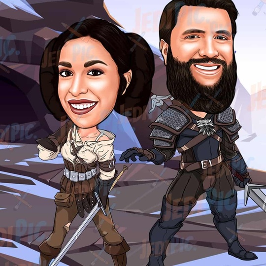 Personalized Caricature Drawing for Witcher Fans - Celebrate Your ...