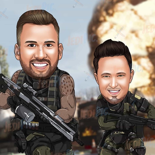 Two Gun Tactical Caricature | JediPic